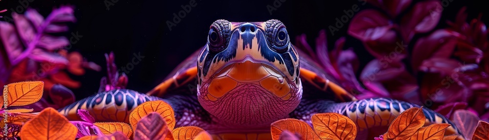 Cinematic underwater shoot of an Amazon river turtle with wide eyes ...