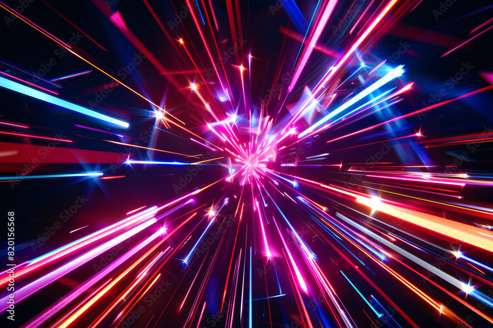 Neon pink and blue explosion with glow particles in the Universe. High ...