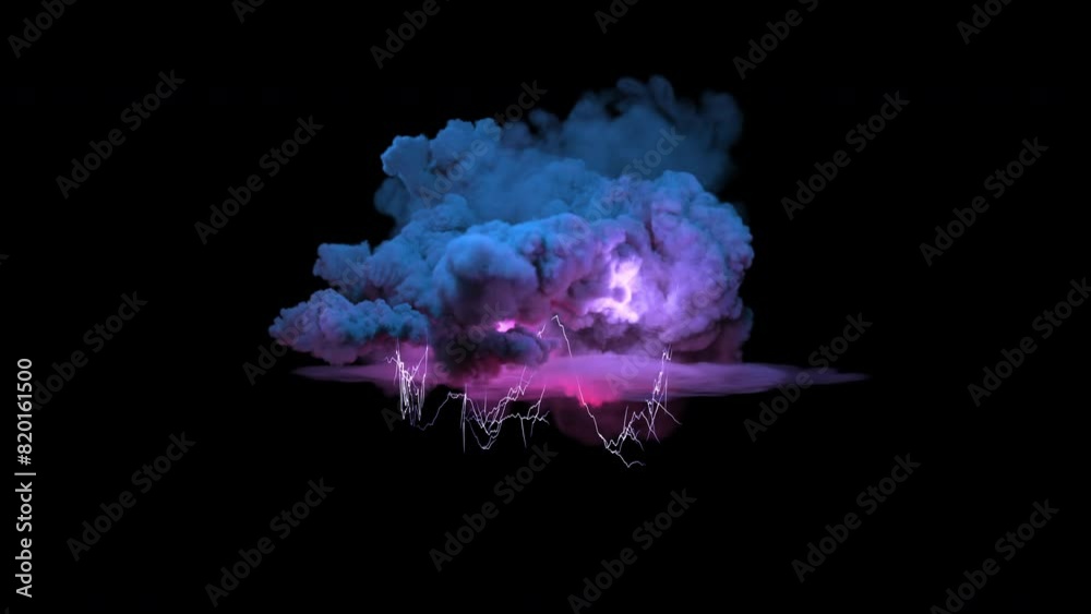 Isolated thunder cloud rotating, seamless looping animation of a ...