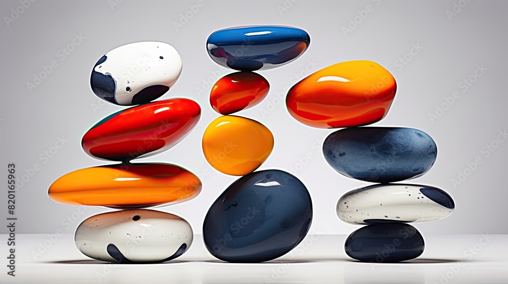 Dynamic scene of colored minerals. Abstract composition of multicolored ...