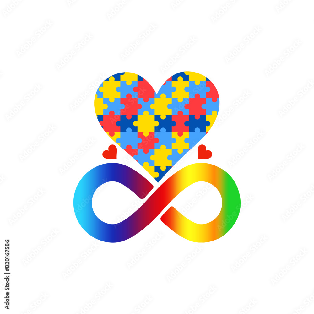 Autistic rainbow eight infinity symbol icon vector. World autism ...