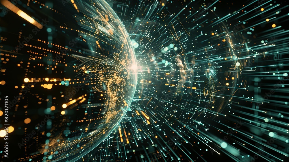 The digital globe spins out of control, global network connectivity ...