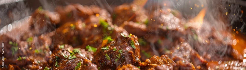Curried goat, spicy and tender, served at a Caribbean street festival ...