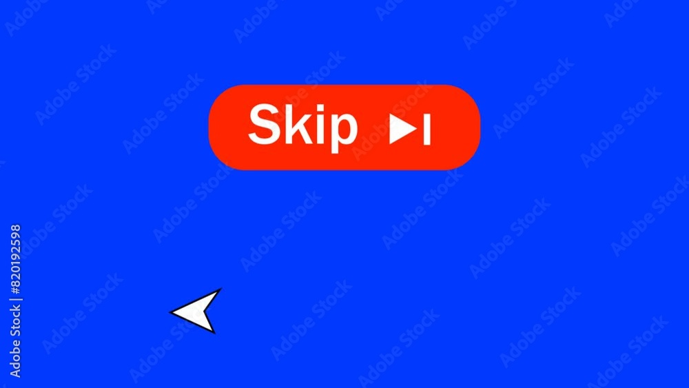animated video of computer mouse cursor by clicking skip button ...