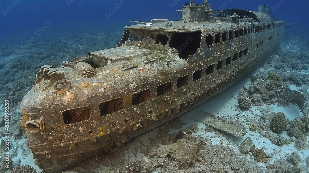 Submerged nuclear submarine depicts military defense concept in ...