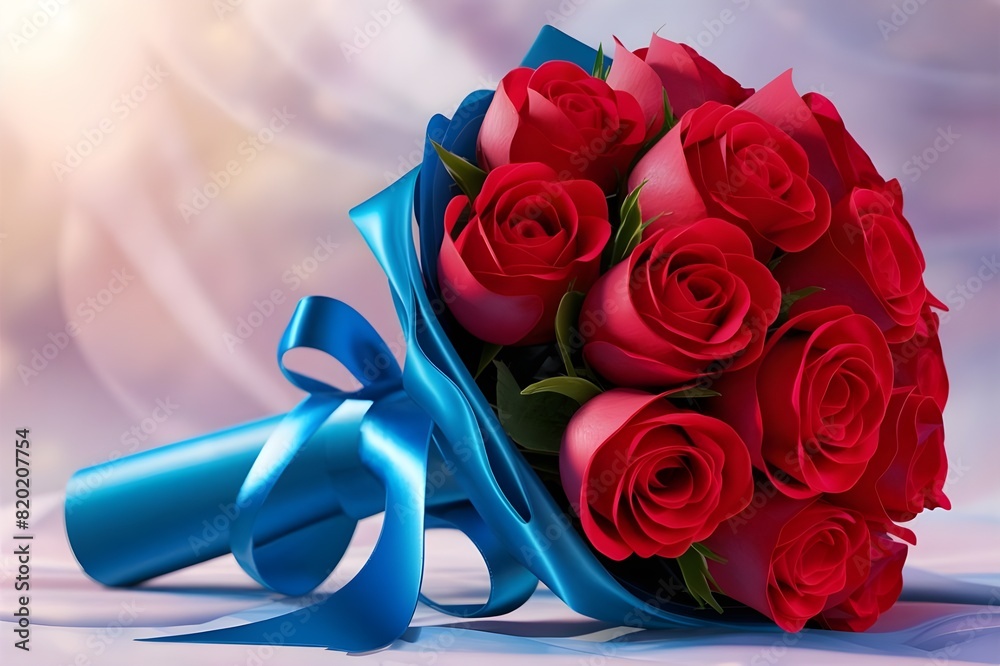 Rose flower bouquet with ribbon arrangement elegant beauty design ...