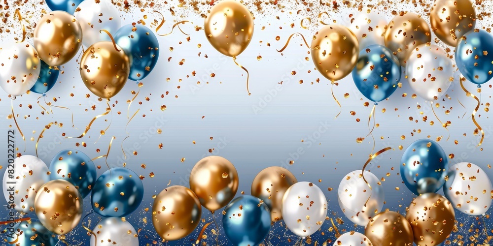 Balloon birthday background confetti anniversary happy gold party ...