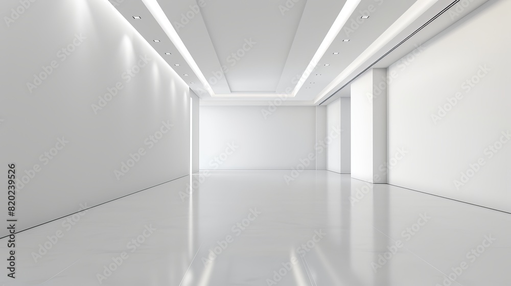 An empty room with white walls and a modern interior, offering a ...