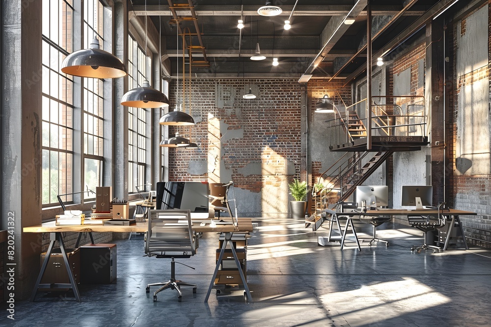 Modern Home Office Interior design for workspace with blank poster ...