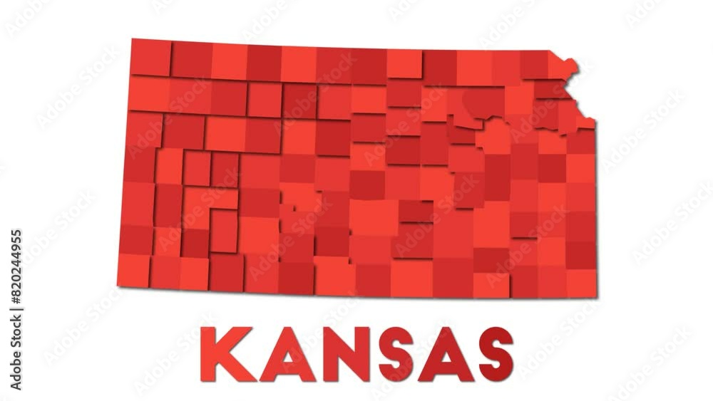 Kansas map showing regions. Animated us state map with title. 4k ...