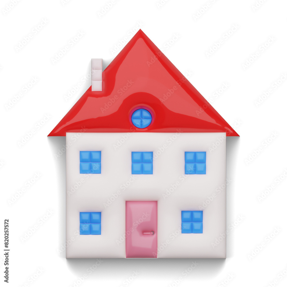Stylized house emoji with red roof, PNG on transparent background Stock ...