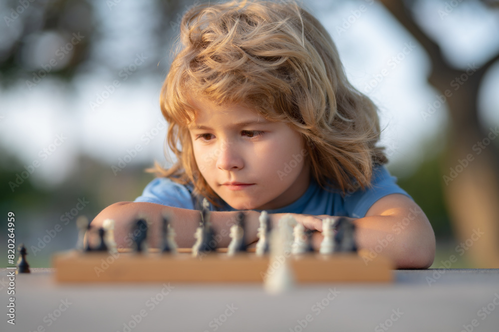 Chess game for children. Kid playing chess. Games and activities for ...