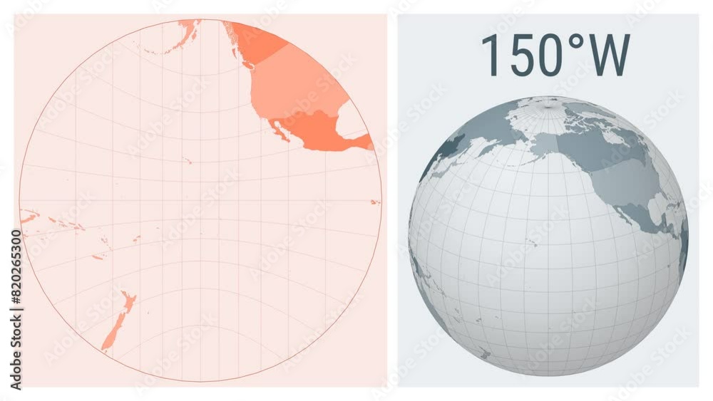 World Map Animation. Gnomonic projection. Colored countries style ...