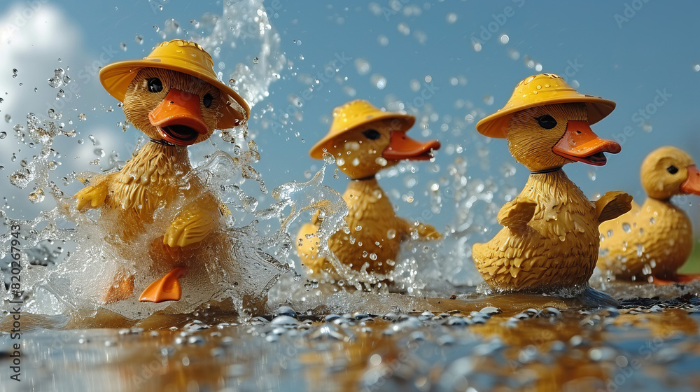 Award Winning National Geographic Minimal style, 3D ducks in rain boots ...