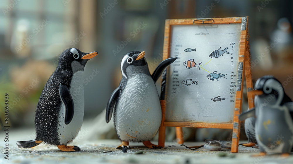Award Winning National Geographic Minimal style, 3D penguins in ...