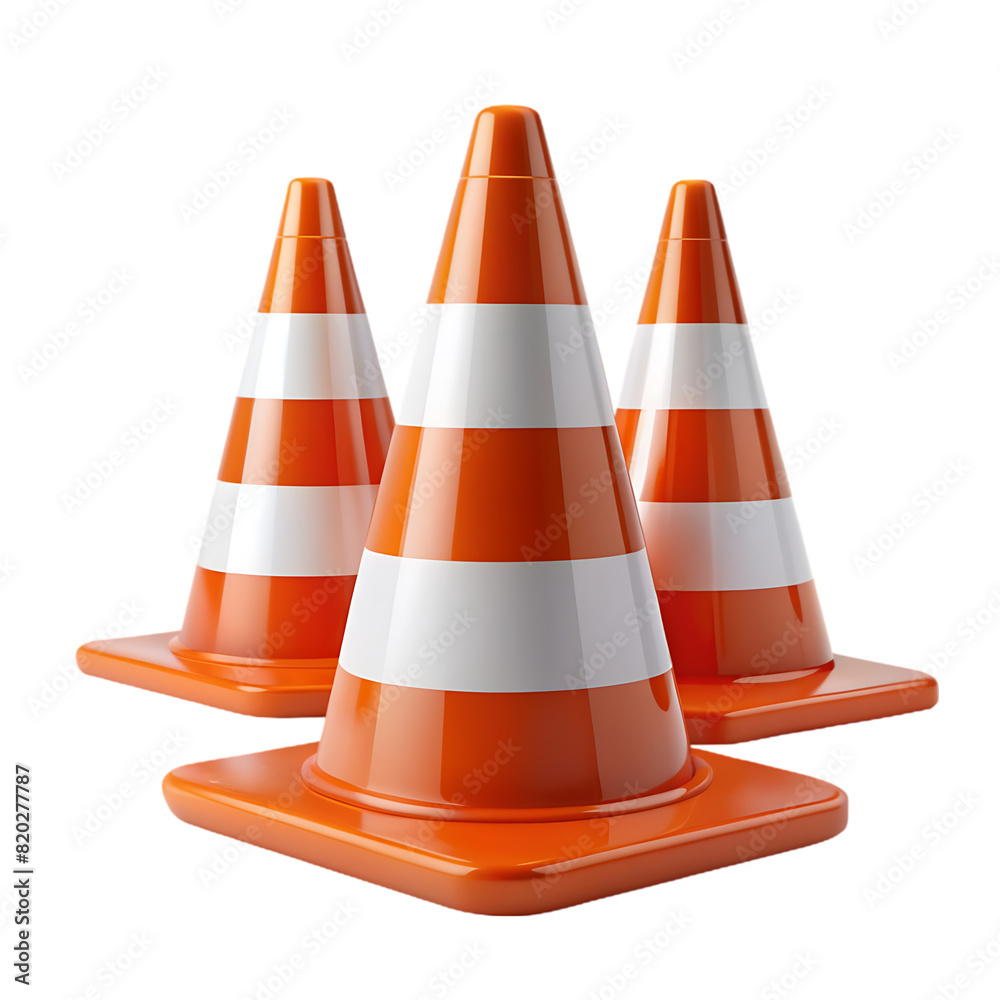 isolate of realistic orange traffic warning cone falling for under ...
