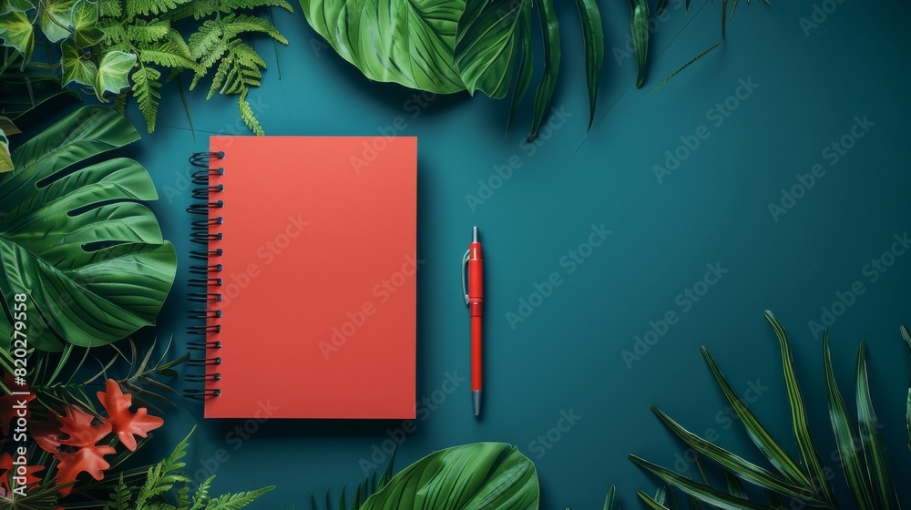 Blank notepad and pen on a stylish dark blue background. Ideal for ...