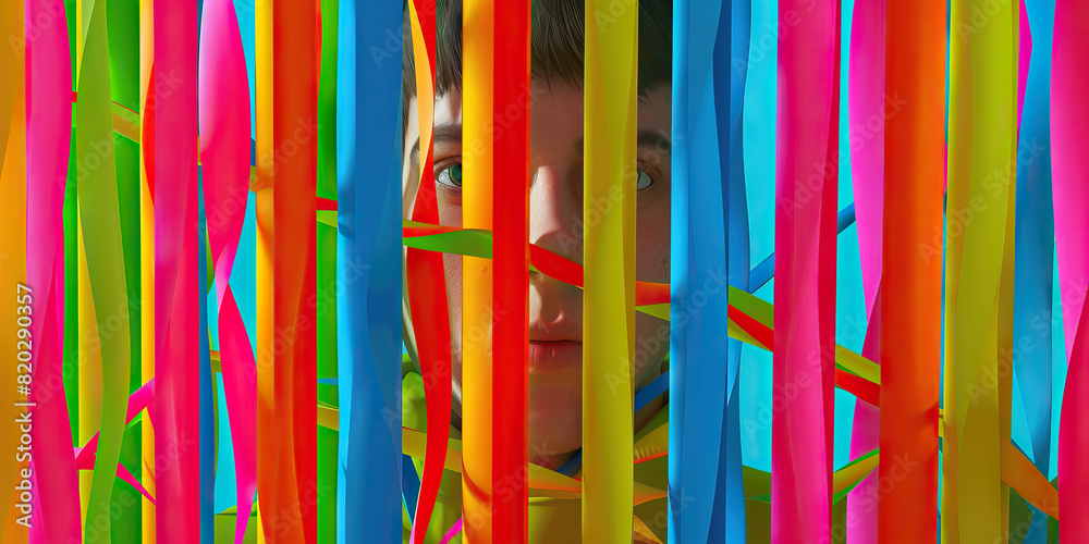 Captivated by Color: A person is trapped inside a vivid and mesmerizing ...
