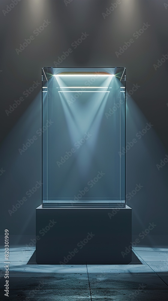 Glass display case for the exhibition in the shape of a cube ...