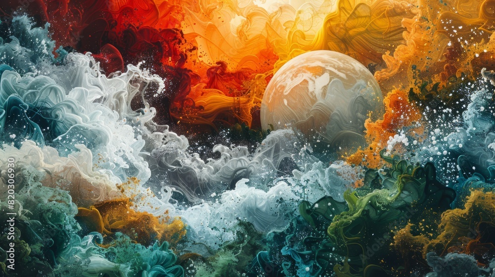 nature fusion art, blend of flowing water, lush greenery, and earth ...