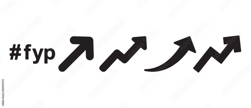 For You Page icon sign, Fyp, Growing line Arrow up. Growth chart sign ...