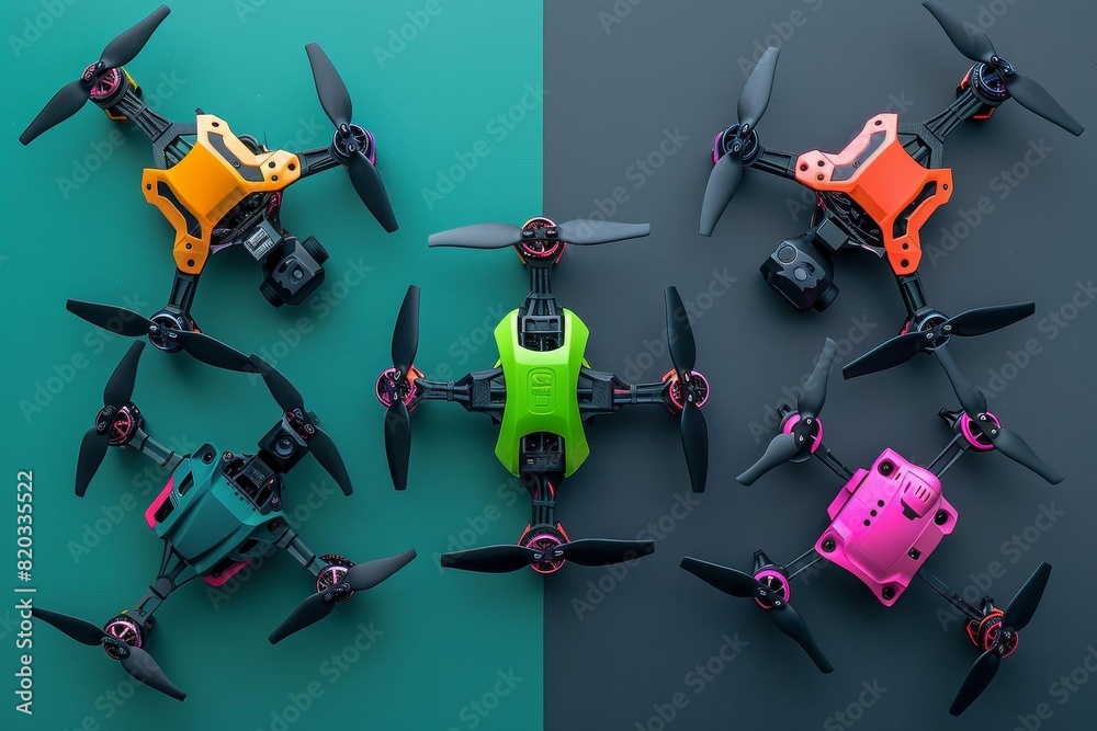 Consumer drones top view showcasing models for photography and ...