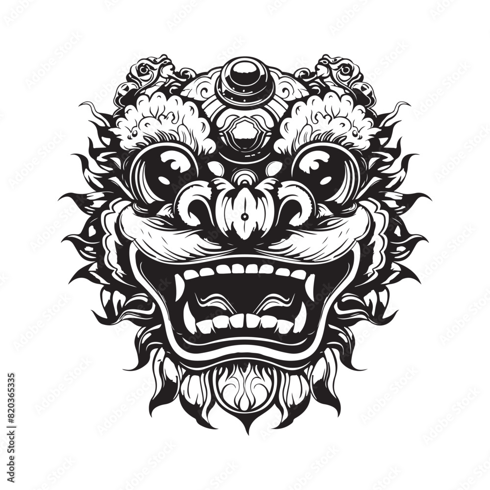 Chinese Lion Dance Head Vector and graphic isolated on white background ...