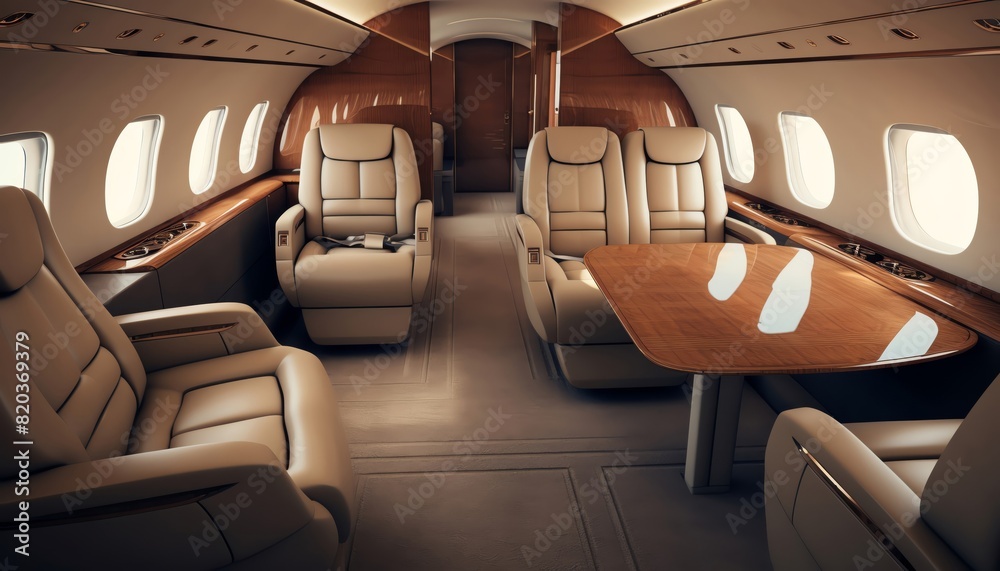 Elegant private business jet with a modern and luxurious interior ...