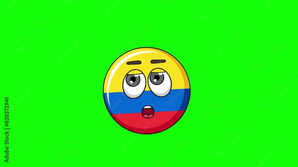 flag of colombia cartoon facing with rolling eye, emoji emoticon ...