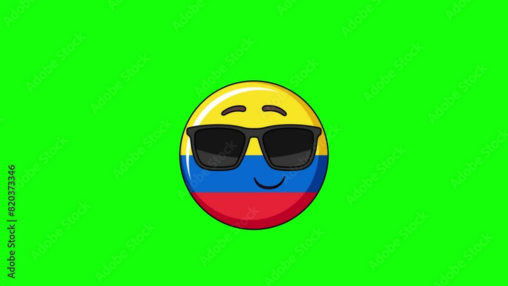 flag of colombia emoji cartoon smiling face with sunglasses, emoticon ...