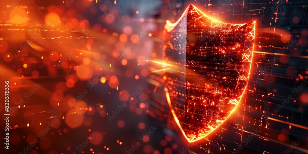 Firewall visualized as a glowing shield: A stylized image of a firewall ...