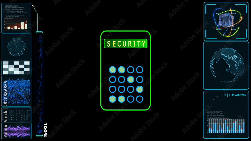 futuristic digital interface with data visualizations and a central ...