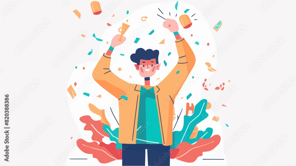 extremely happy surprised guy winner of lottery raffle contest full of ...