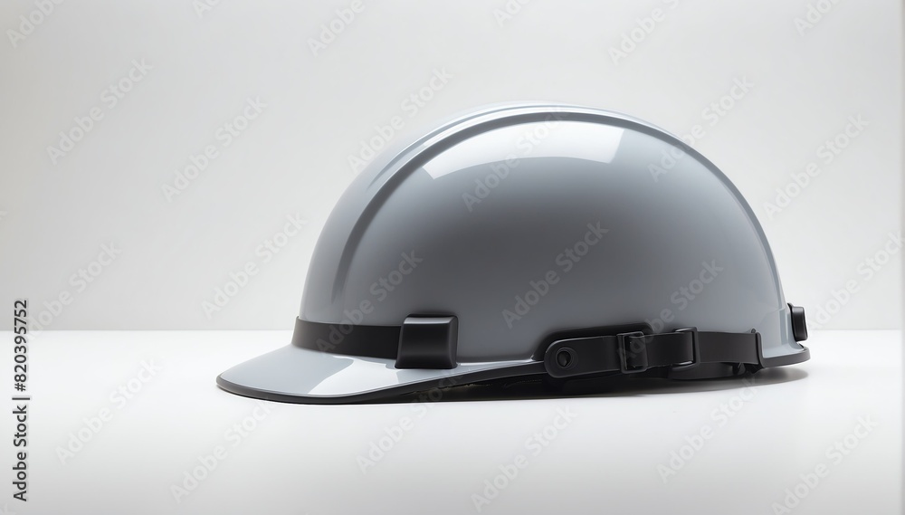 gray safety helmet on plain white background with copyspace from ...