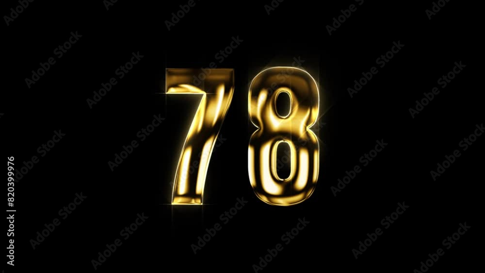 Luxurious Gold Animation of Number 78. Elevate Your Visuals with ...