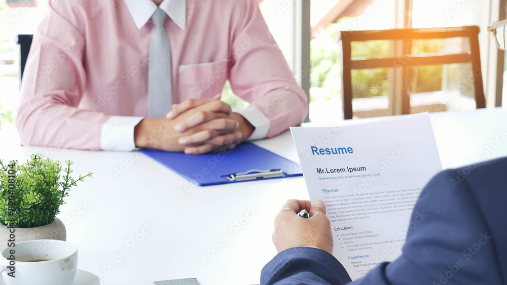 Businessman job interview by human resource HR officer interviwing ...