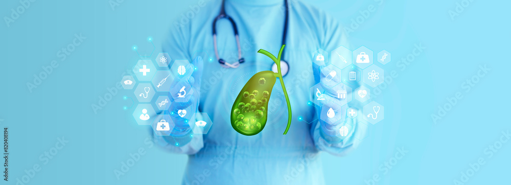 Generation of gallbladder stones, gallbladder surgery concept. The ...