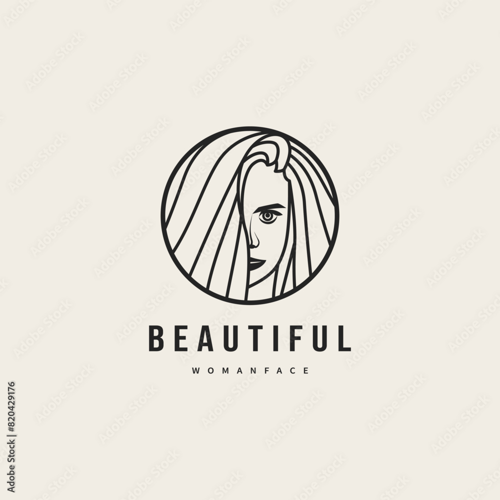Beautiful woman face vector logo design illustration Stock Vector ...