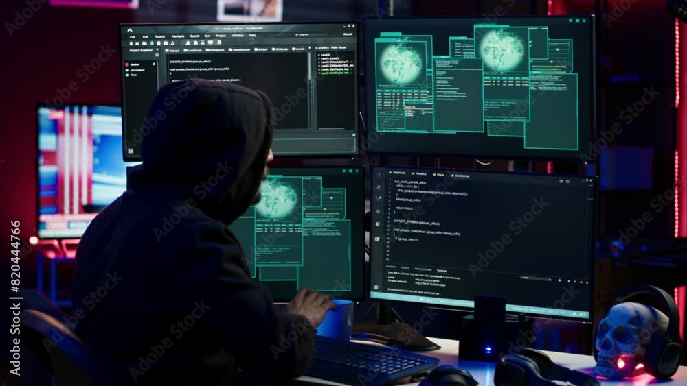 Hacker happy after successfully penetrating firewalls using malware, seeing access granted ...