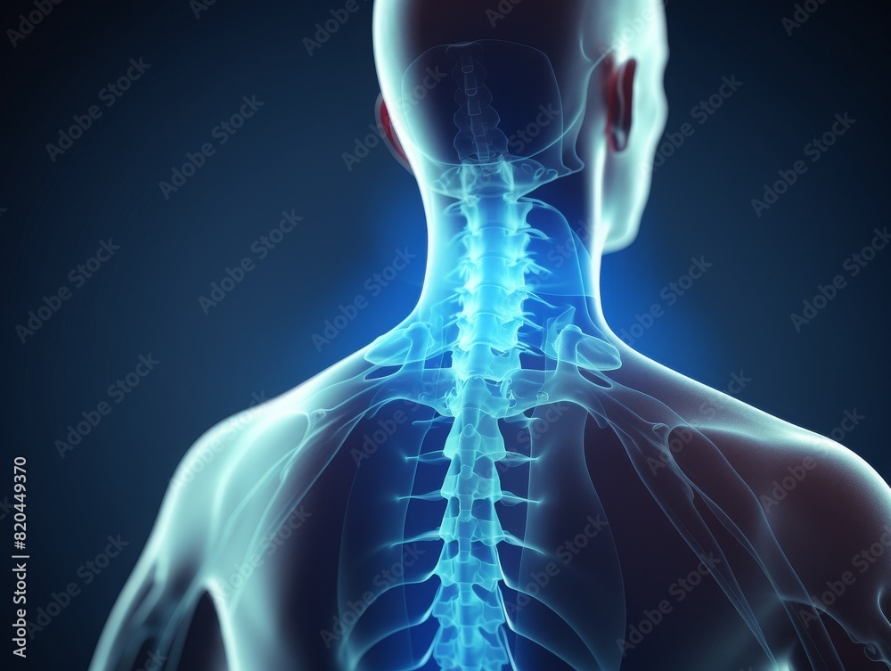 Human spine X-ray illustration showing spinal column, vertebrae, and ...
