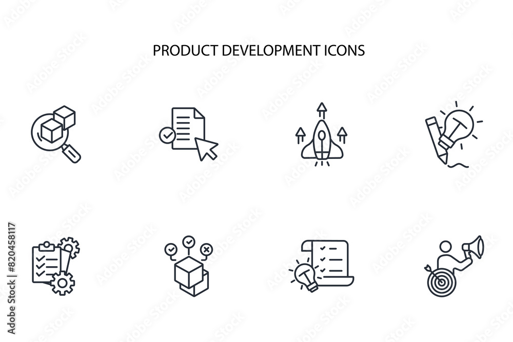 Product development icon set.vector.Editable stroke.linear style sign for use web design,logo ...