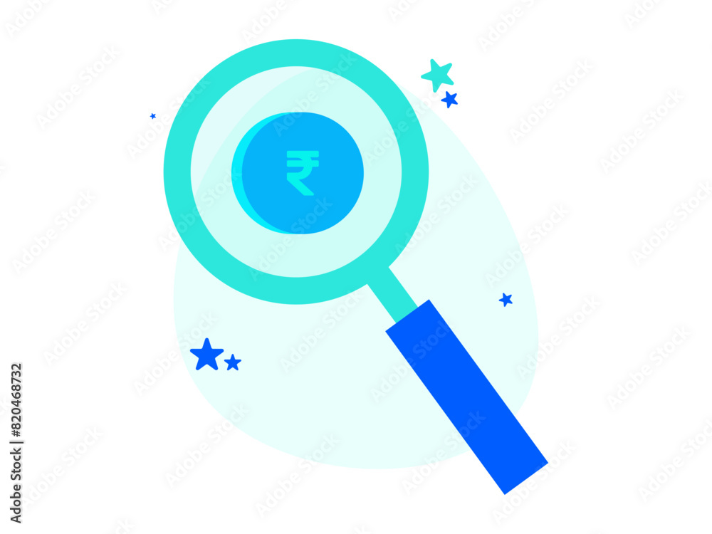 find the Indian rupee with a magnifying glass vector illustration Stock ...