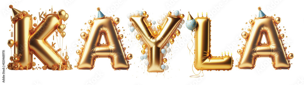 Kayla Letters - Golden Balloon, 3D - Isolated on Transparent or White ...