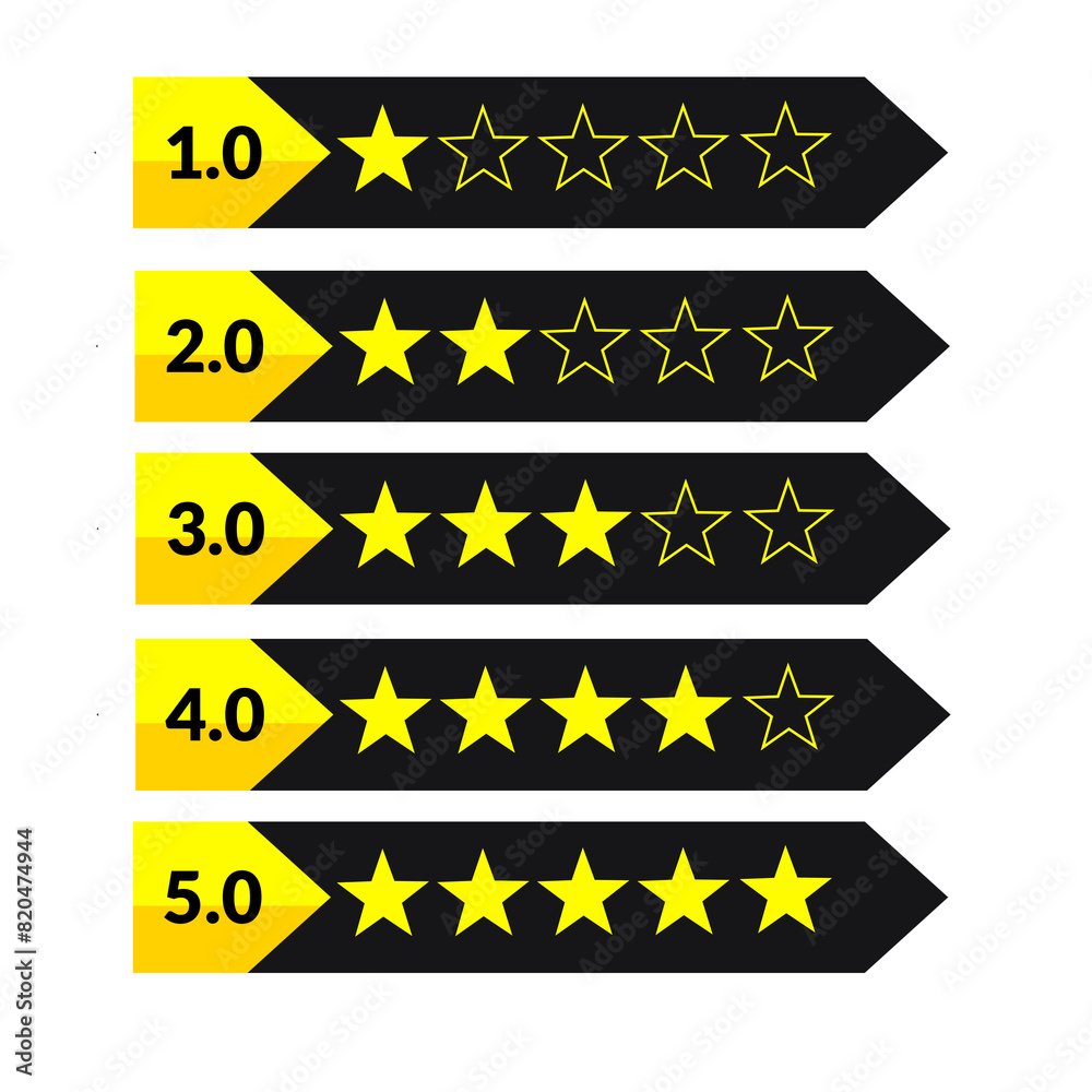 5 star Rating Sign Product rating or customer review with gold stars ...