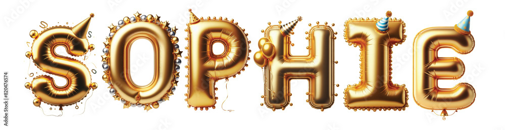 Sophie Letters - Golden Balloon, 3D - Isolated on Transparent or White ...
