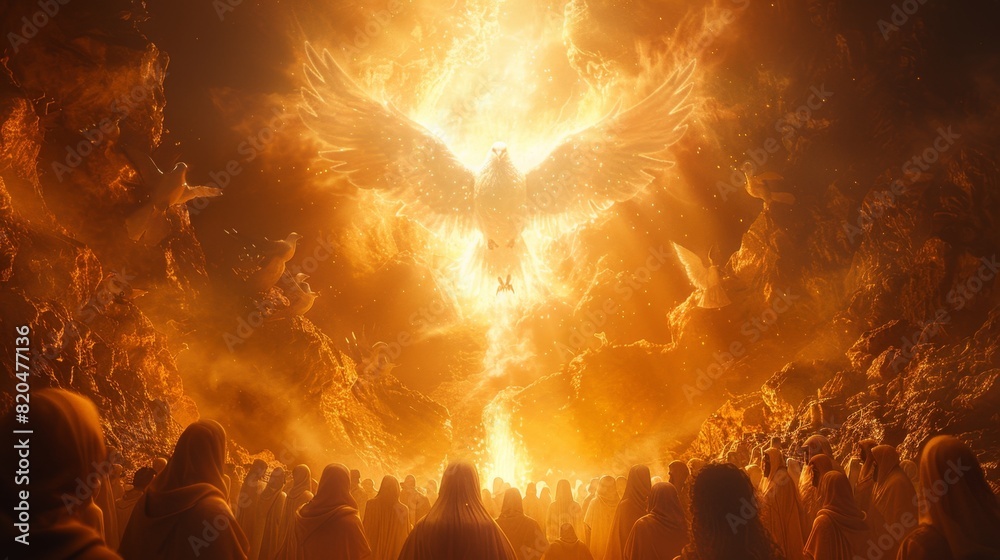 Pentecost - Digital Artwork Depicting the Descent of the Holy Spirit ...