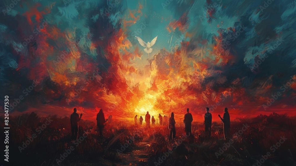 Pentecost - Digital Artwork Depicting the Descent of the Holy Spirit ...