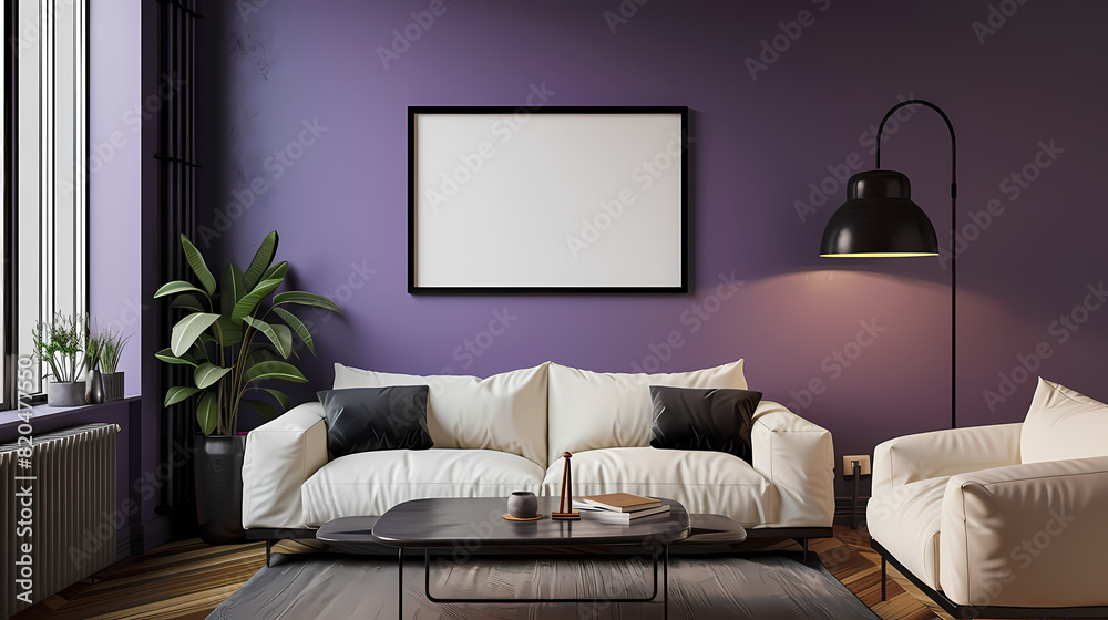 Frame mockup. The Violet wall tone symbolizes the color of passionate ...