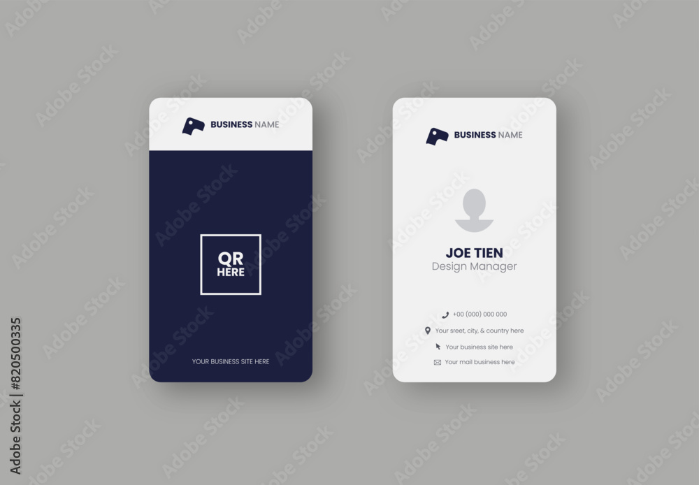 Name card simple two sides design template with vertical orientation ...