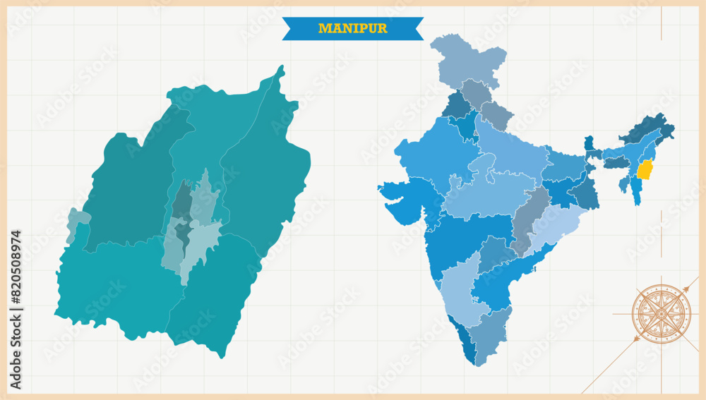 A Map highlighting Manipur in the India Map, Manipur and India modern ...